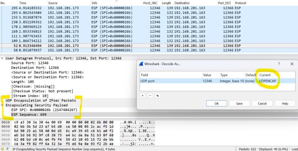 How to decode ESP packets within UDP encapsulation using Wireshark? - LastOpinion.io